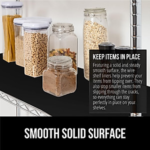 Gorilla Grip Wire Shelf Liner, Set of 5 Waterproof Shelving System Liners for Organizing Metal Rack, Kitchen Cabinets, Cupboard, Pantry, Closet, Hard Plastic Covers Preventing Spills, 14x30 Black