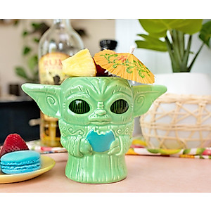 Geeki Tikis Star Wars: The Mandalorian Grogu with Cookie Ceramic Mug | 16 Ounces