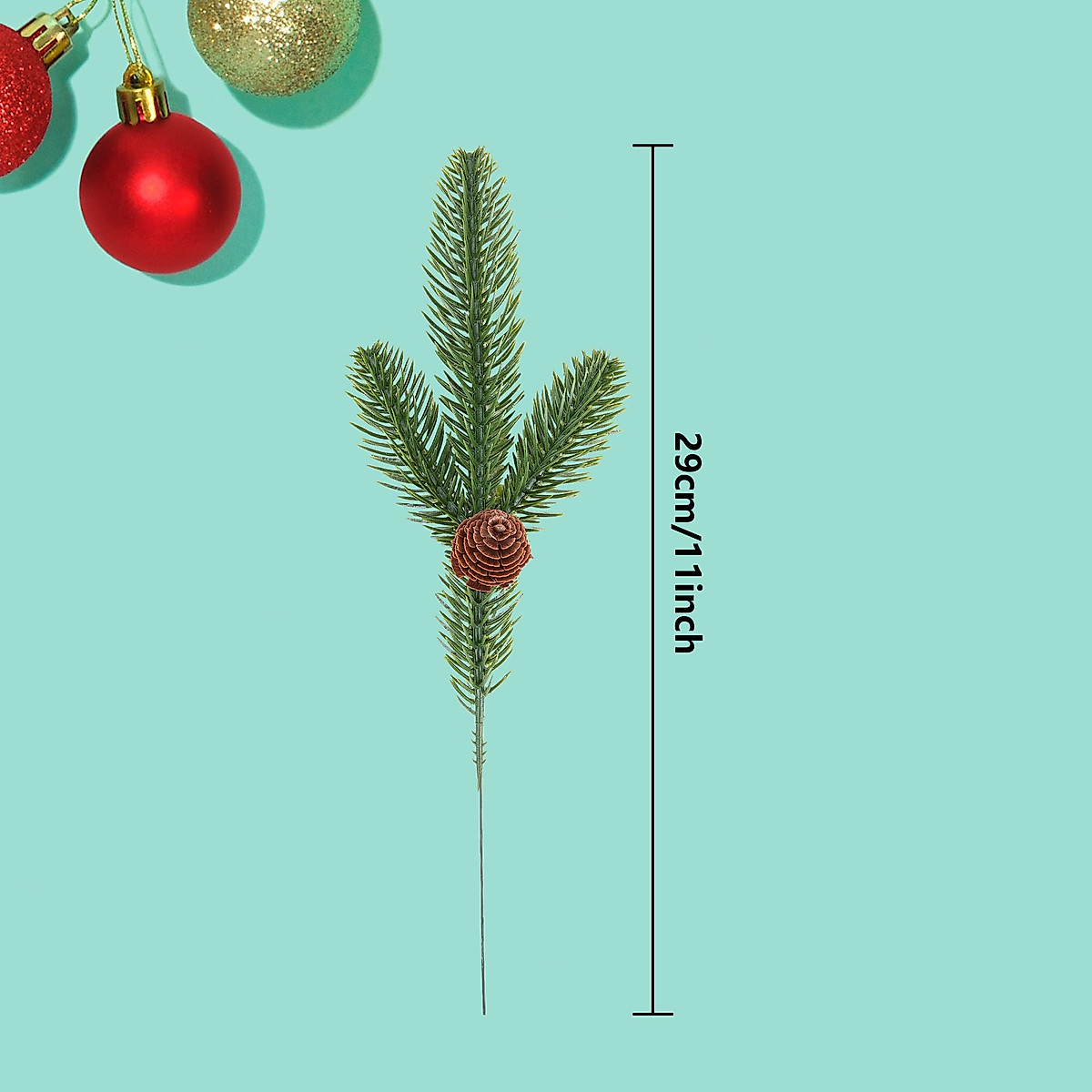 Alpurple 15 PCS Fake Greenery Pine Picks with Pinecone-11 Inch Artificial Pine Needles Branches with Pine Cones-Pine Twigs Stems Picks for Christmas Garland Home Garden Decoration