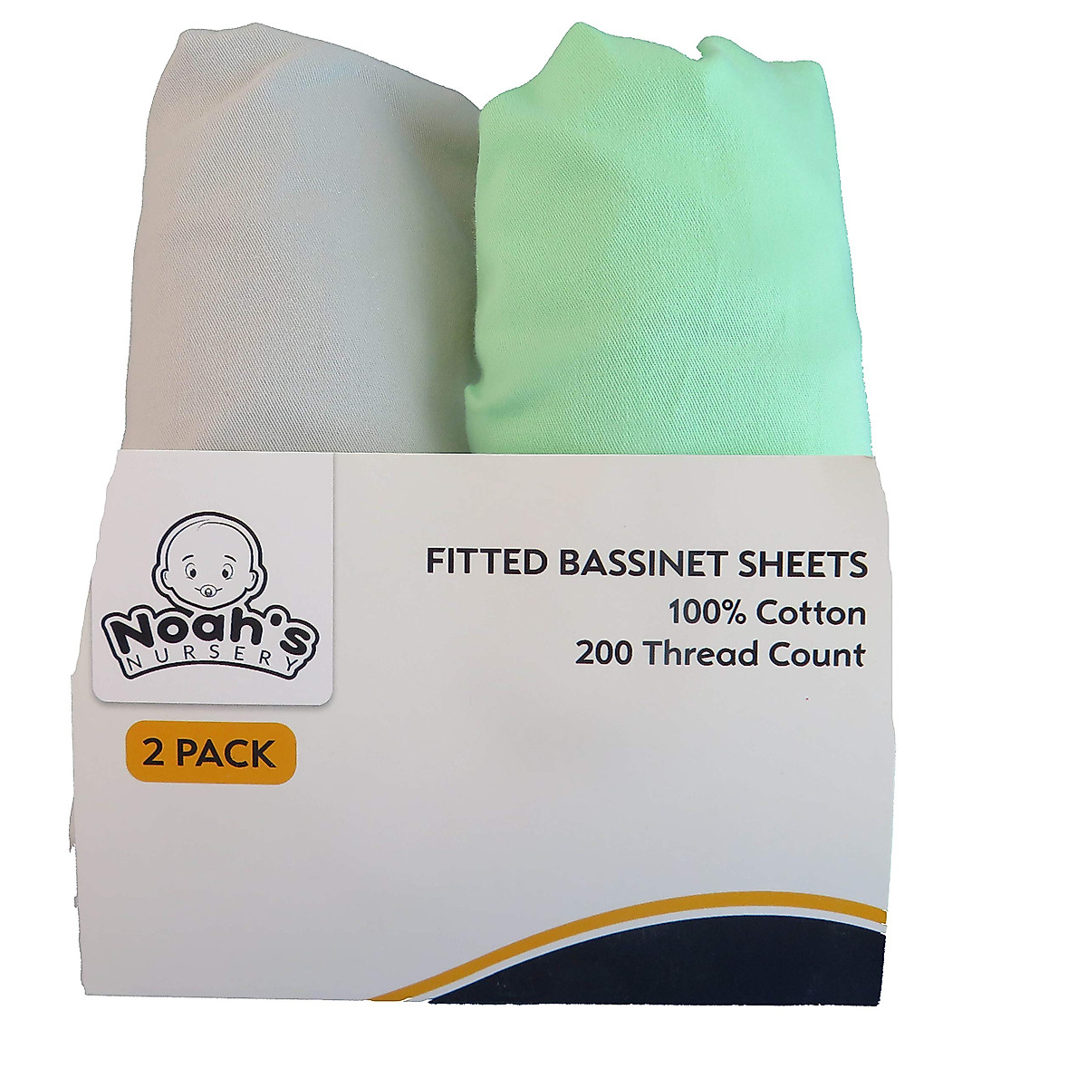 Baby Bassinet Sheets for the Chicco Lullago & Ingenuity Foldaway Rocking Bassinets 32x19 | Set of 2 (Green/Gray) | Portable Travel Bassinet | Durable and Made to Last | 100% Woven Cotton
