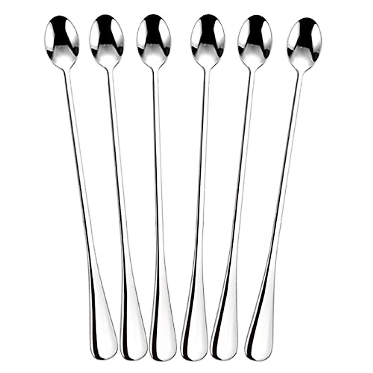 Bonasen 9.4-Inch Long Handle Spoon,Ice Tea Spoons,Stirring Spoons,Coffee Spoon, Stainless Steel Cocktail Spoon,Coffee Bar Accessories Set of 6