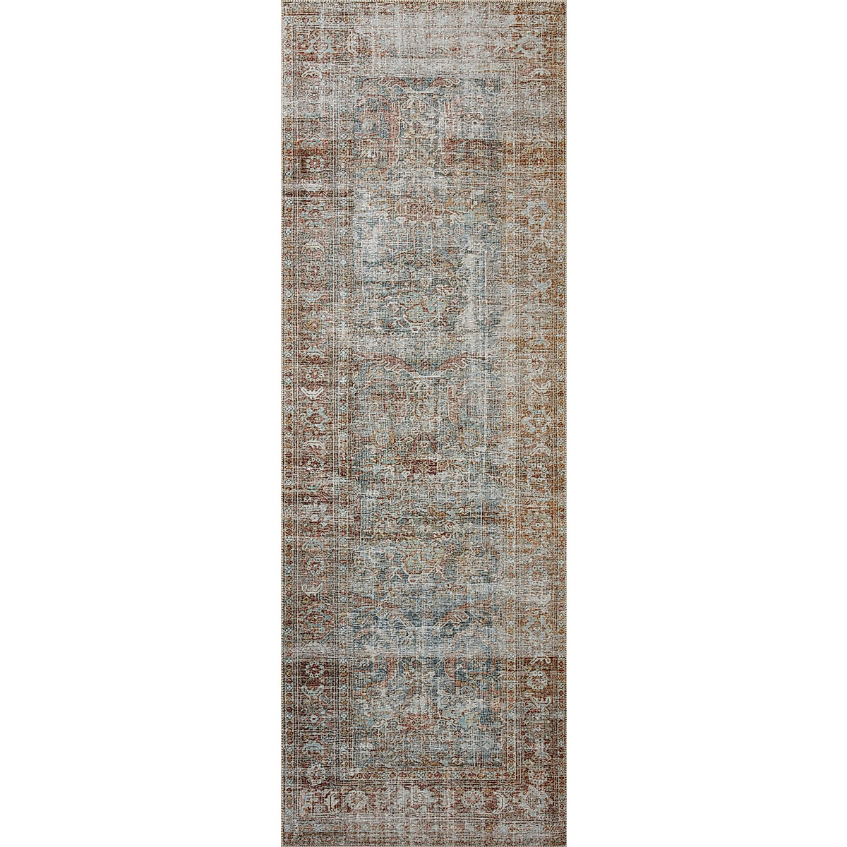 LOLOI Chris Loves Julia Jules Collection JUL-05 Lagoon/Brick 2'-6'' x 9'-6'' Runner Rug