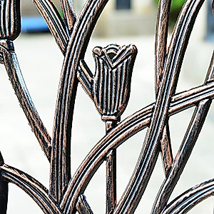 KINWELL Bronze 3-Piece Aluminum Round Outdoor Bistro Set with Umbrella Hole, Rust-Resistant Cast Aluminum Patio Set with Garden Table and Chairs