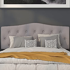 Flash Furniture Cambridge Tufted Upholstered Queen Size Headboard in Light Gray Fabric