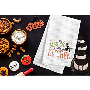 Transpac Dolomite 8.75 in. Multicolor Halloween Witch Hat Spoon Rest - Black/White