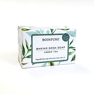 Bodipure Green Tea Bar Soap - Refreshing and Moisturizing Soap For Face and Body - With Olive Oil and Baking Soda 4.4 Ounces, 3 Bars