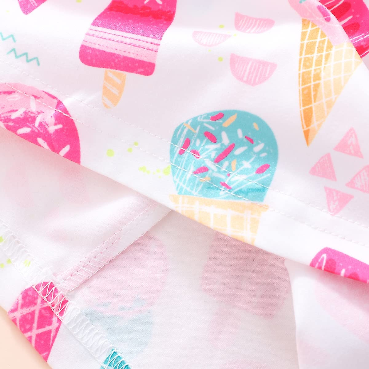 Girls Dresses Ice Cream Toddler Summer Dress White Flutter Sleeve Sundress School Party Outfits Kids Popsicle Tutu 3t / 2-3 Years