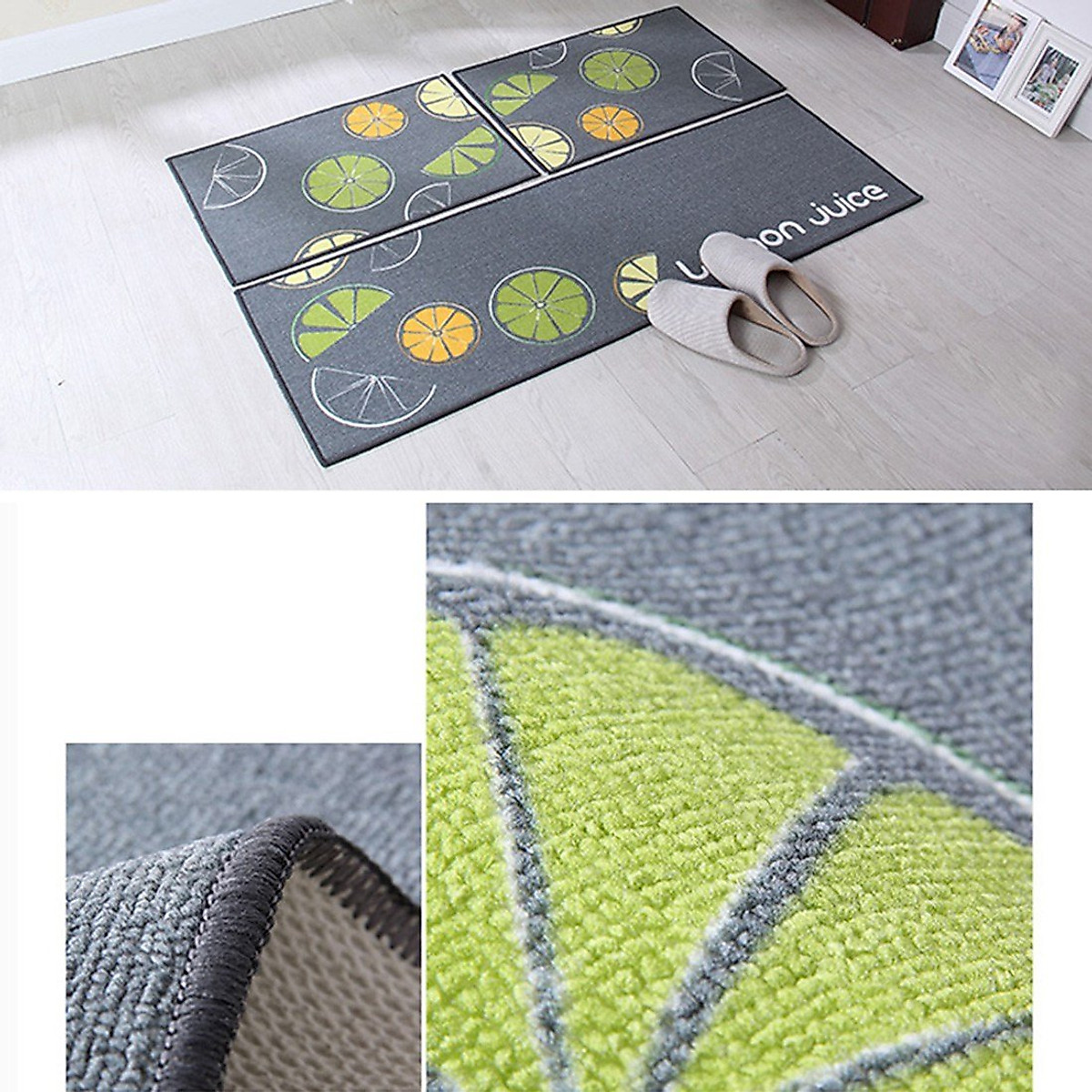 Dingtuo 2Piece Kitchen Floor Mat Anti Fatigue Doormat Kitchen Runner Rug Standing Mats Set Lemon One Size