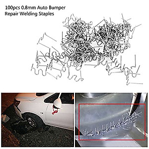 Hot Staples 0.8mm, Welder, Welding Kit Stainless Steel Repair Stapler for Car Bumper Repair Bodywork, 100pcs 0.8mm Auto Bumper Repair Pre Cut Welding Staples(0.8mm)