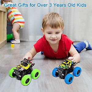 PlyEeight 2pcs Friction Powered Cars for Toddlers, 360° Rotation Stunt Push and Go Cars Educational Toys for 3 4 5 6 Year Old Boys Girls Gifts