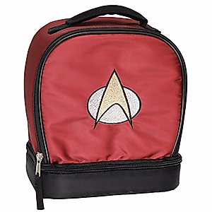 Star Trek The Next Generation Picard Embroidered Starfleet Logo Dual Compartment Insulated Lunch Box Bag Tote