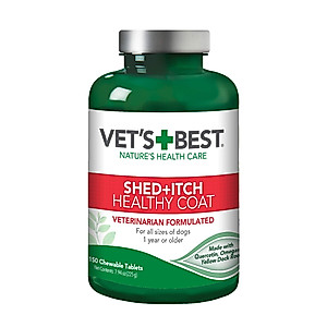 Vet's Best Healthy Coat Shed & Itch Relief Dog Supplements & Aches + Pains Dog Supplement - Vet Formulated for Dog Occasional Discomfort and Hip and Joint Support - 150 Count (Pack of 1)