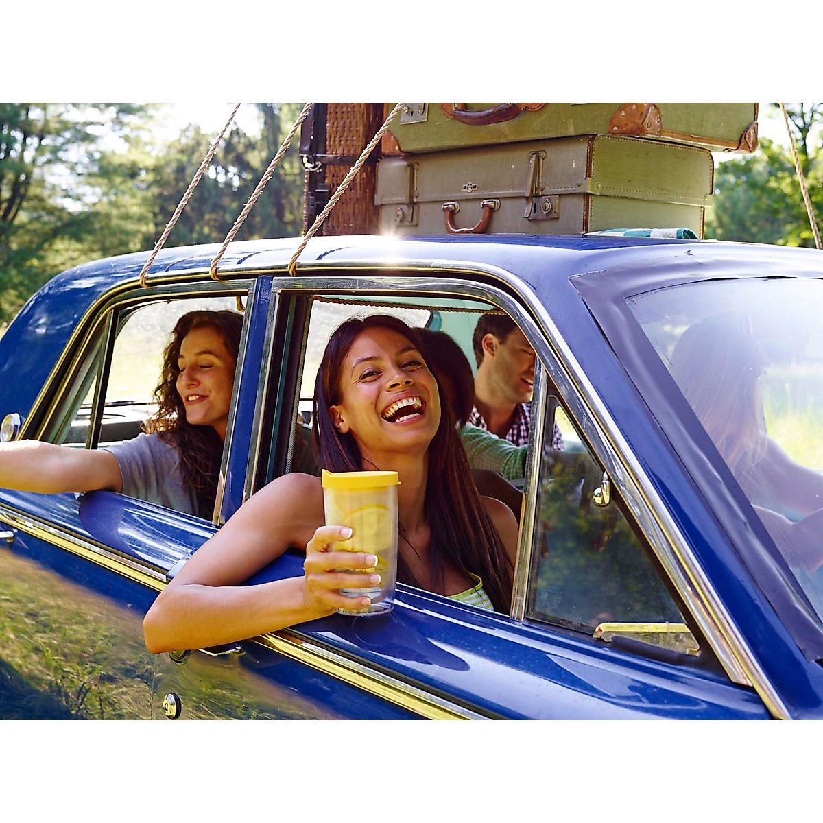 Tervis Clear & Colorful Lidded Made in USA Double Walled Insulated Tumbler Travel Cup Keeps Drinks Cold & Hot, 16oz, Pink Lid