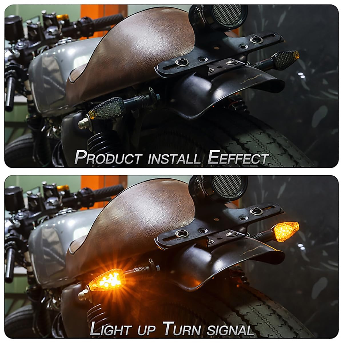 BESULEN Motorcycle Turn Signal Lights, 4Pcs Motorbike Turn Signals Indicators, 14 LED 12V LED Indicator Blinker, Amber Lamp LED Stalk Arrow Front Rear Lights (Black)