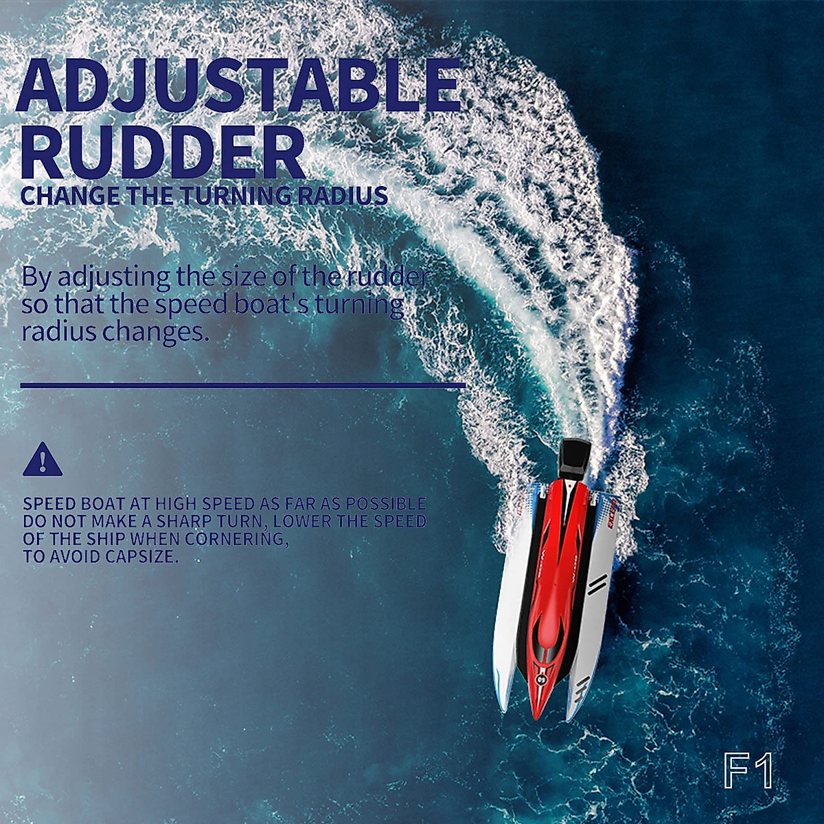 QIYHBVR Ready to Run, Remote Control Speed Boat F1 Electric RC Boat Top Speed 45KM/H Brushless Motor Excellent for Hobbies Player Adult Boys Age 14+