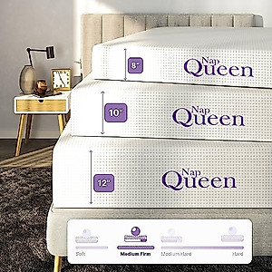 NapQueen 10 Inch Full Size Mattress, Bamboo Charcoal Memory Foam Mattress, Bed in a Box, White
