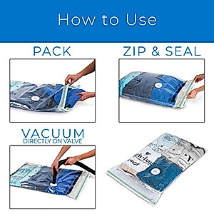 MagicBag Smart Design Instant Space Saver Storage - Flat Large - Set of 6 Bags Total - Airtight Double Zipper - Vacuum Seal - Clothing, Pillows - Home Organization