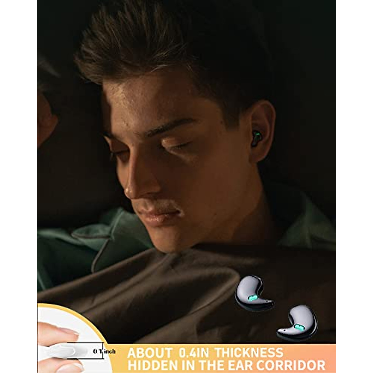 Bluetooth Earbuds Wireless Sleep Headphones Wireless Earphones with Microphones Noise Cancelling Invisible Sleep Earbuds for Side Sleepers 7-Hours Battery Life