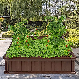 Giantex Raised Garden Bed, Planter for Flower Vegetables, Outdoor Plant Box Patio Backyard, Easy Assembly (48.5''Lx48.5''Wx12''H, Brown)