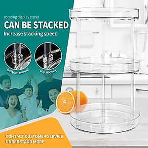 Ech.Apr Lazy Susan Turntable 360° Rotating Cabinet Organizer Clear Spice Rack Organizer for Cabinet, Pantry, Kitchen (2 tier-11 inch)