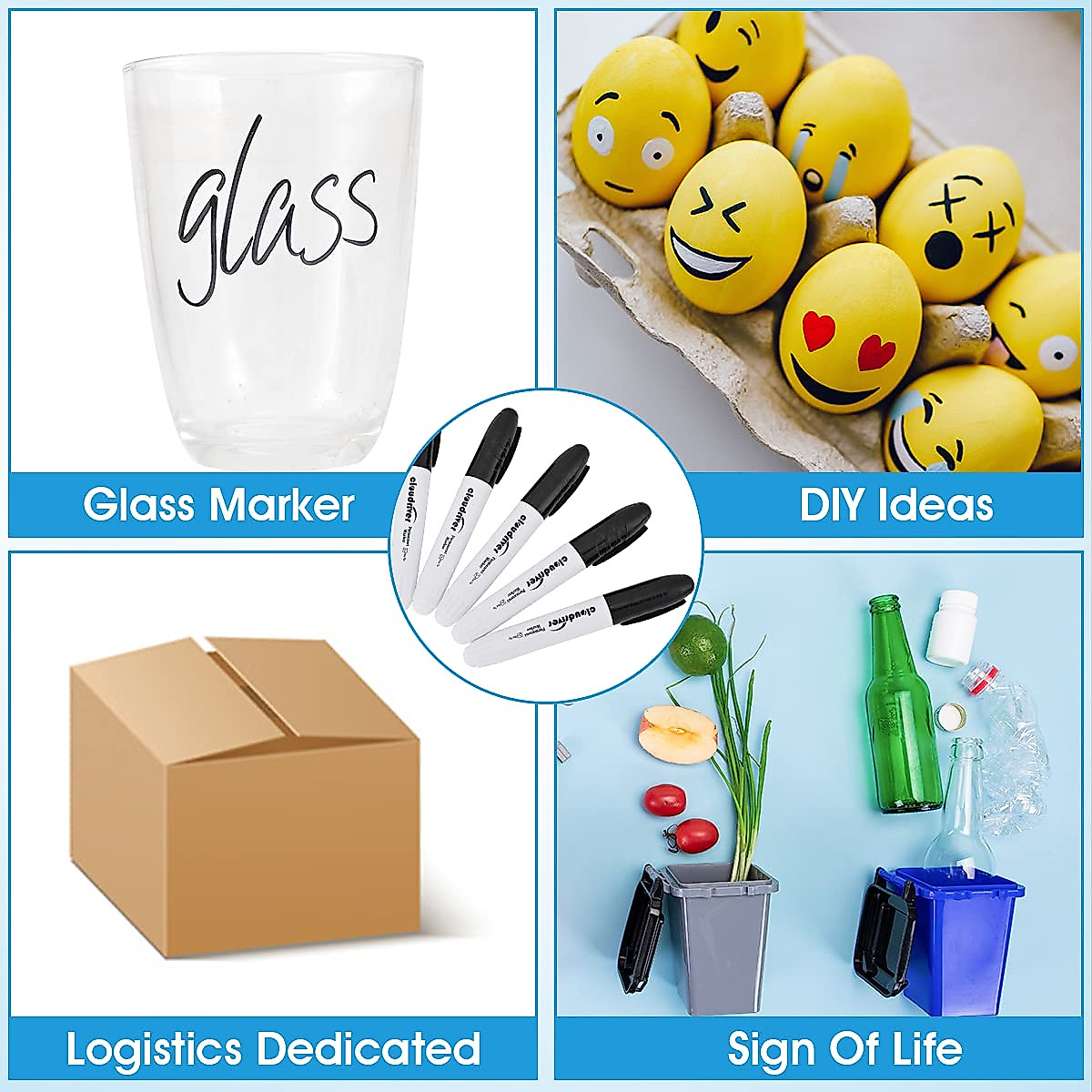 cloudriver Jumbo Size Permanent Markers, Black, 20 Pack, Large Permanent Markers, King Permanent Marker, 0.078" Bullet Tip, 3 times larger capacity, Works on Plastic,Wood,Stone,Metal and Glass