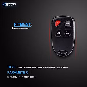 ECCPP KPU41805 Replacement for Keyless Entry Remote Key Fob 03 04 05 for Mazda 6 KPU41805 41805 4238A-12076 (Pack of 1)
