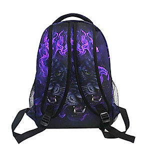 Panther Head In Flames Backpack School Bag Travel Daypack Rucksack for Boys