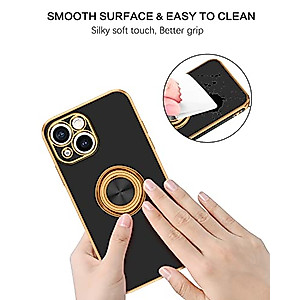 BENTOBEN iPhone 13 Mini Case with 360° Ring Holder, Slim Fit Shockproof Kickstand Magnetic Car Mount Supported Non-Slip Protective Women Men Girls Boys Case Cover for iPhone 13 Mini 5.4", Black/Gold