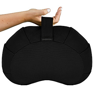 Retrospec Sedona Zafu Meditation Cushion Filled w/Buckwheat Hulls - Yoga Pillow for Meditation Practices - Machine Washable 100% Cotton Cover & Durable Carry Handle, Crescent, Black