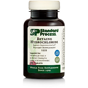 Standard Process Betaine Hydrochloride - Whole Food GI and Digestive Health Supplement with Magnesium Citrate, Betaine HCl, Ammonium Chloride, Pepsin, and More - 180 Tablets