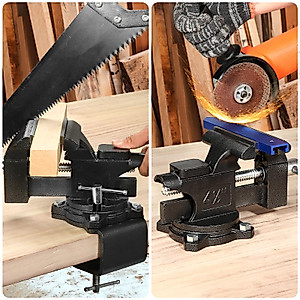 Bench Vise, 4-1/2" Table Vise For Workbench,2-in-1 Multi-Purpose Heavy Duty Bench Vice With Multifunctional Soft Jaws, 270° Swivel Base Home Vise for Woodworking,Home Workshop,Welding and DIY