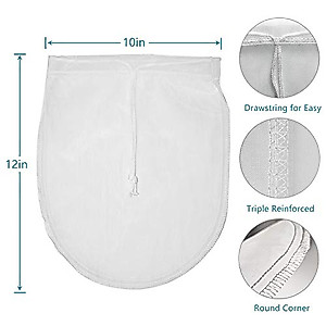 Nut Milk Bag Reusable 3 Pack 12" x 10" Cheesecloth Bags for Straining Almond/Soy Milk Greek Yogurt Strainer Milk Nut Bag for Cold Brew Coffee Tea Beer Juice Fine Nylon Mesh Cheese Cloth