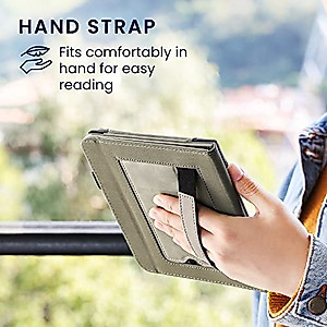 kwmobile Case Compatible with Kobo Clara 2E / Tolino Shine 4 - Cover Faux Nubuck Leather e-Reader Flip Case - Dark Grey