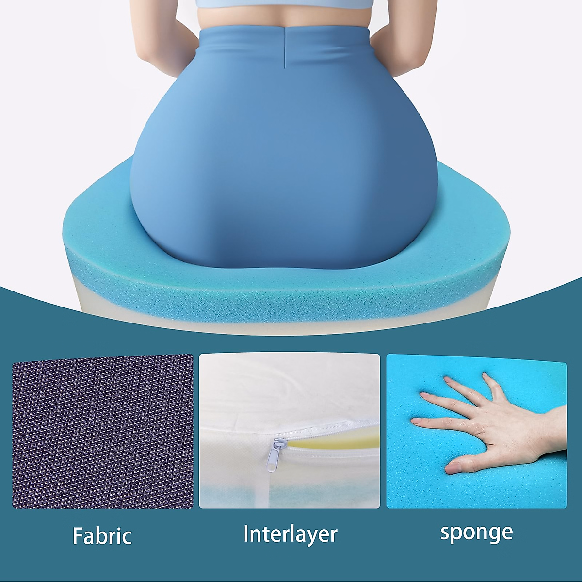 Pcinfuns Indoor/Outdoor Memory Foam Chair Cushions,Thick 19"x19"x3" Chair Cushion for Patio Furniture,Water-Resistant Durable Seat Pads with Ties,Blue Grey,4 Pack