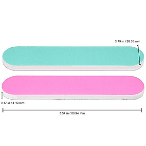25PCS Mini Size PANA Professional Double Sided Nail Files - Pink&Teal, 180/180 Grit - Emery Board Nail Buffering File Manicure Pedicure Nail Polisher Washable