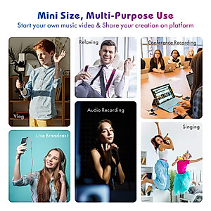 Wootrip Mini Karaoke Microphone, Mini Voice Recording Microphone Portable Karaoke Mic for Singing, Voice Recording…