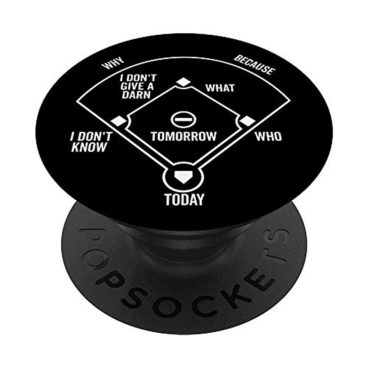 Who's on First Funny Baseball Positions Names Dark PopSockets Swappable PopGrip