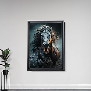 Majestic Black Stallion Galloping In The Clouds, Black Horse On Salt Flats, Canvas Print, Black Horse Print, Black Horse Wall Art, Decor Canvas, Wall Decor