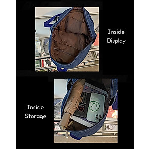 JHTPSLR Small Denim Backpack for Women Vintage Aesthetic Backpack Mini Denim Backpack Canvas Backpack Casual Daypack (Dark Blue)