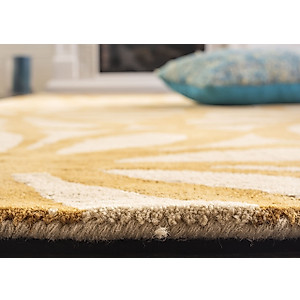 SAFAVIEH Dip Dye Collection 2' x 3' Beige / Gold DDY527M Handmade Floral Watercolor Premium Wool Accent Rug