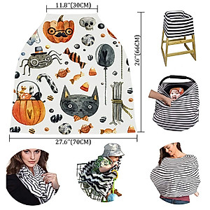 Nursing Cover Breastfeeding Scarf,Funny Halloween Cute Cartoon Pumpkin Spooky Ghost Baby Car Seat Covers for Newborns,Multi-use Cover Ups for Stroller High Chair Shopping Cart