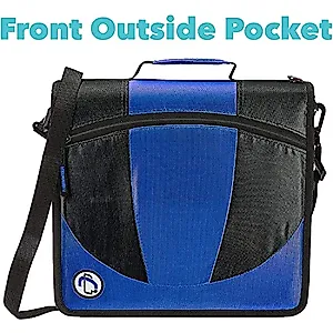 Case-it The Dual 2-in-1 Zipper Binder - Two 1.5 Inch D-Rings - Includes Pencil Pouch - Multiple Pockets - 600 Sheet Capacity - Comes with Shoulder Strap - Mint Blue Dual-101