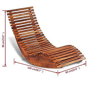 vidaXL 2X Solid Acacia Wood Rocking Sun Loungers Rocking Chair Chaise Lounge Outdoor Daybed Foldable Water Resistant Stable Durable Brown