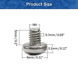 MroMax 30Pcs M4 x 5mm Pan Head Phillips Machine Screws, 304 Stainless Steel 18-8, Fully Thread, Metric Silver Gray Cross Head Screws Bolts for Cabinet Drawer Knob Pull Handle