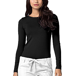 Adar Uniforms Underscrubs for Women, Long Sleeve Underscrub Comfort Tee, 2900, Black, S
