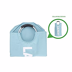 Mind Reader DORMHAMP-BLU 82L Large Basket (5 Colors) Collapsible Fabric Laundry Hamper, Foldable, Folding Washing Bin, Clothing Bag, Double Layer with PE Board, Blue