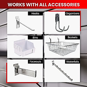 Slatwall Panel Garage Wall Organizer: Heavy Duty Wall Mounted PVC Wall Rack, Interlocking Slat Wall Paneling for Garage Wall Storage, Slatwall Board, Slatwall Shelves System -White (2’H x 4’W)