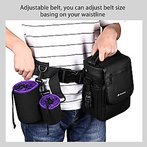 Powerextra Multifunction Outdoor Photography Adjustable Waist Strap Belt with D-rings for Hanging Tripod Lightweight Camera Bag Lens Pouch Flash Bag