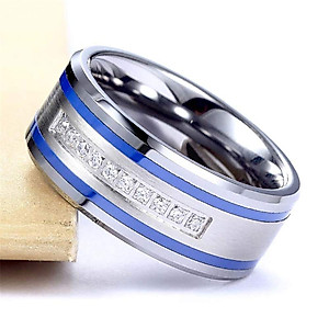 LOVERSRING 3pc Two Rings His and Hers Couple Rings Bridal Sets His Hers Women White Gold Filled Heart Cz Man Stainless Steel Wedding Ring Band Set