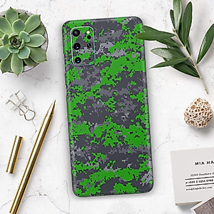 DesignSkinz Dark Green and Gray Digital Camouflage Protective Vinyl Decal Wrap Skin Cover Compatible with The Samsung Galaxy S20 (Screen Trim & Back Glass Skin)